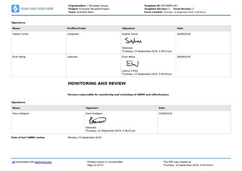 Roof Access Safe Work Method Statement Swms