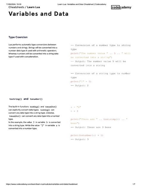 Lua Cheatsheet 2 Pdf