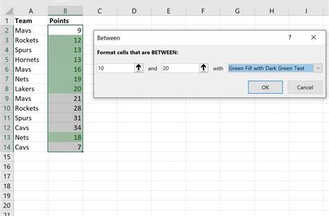 Excel Apply Conditional Formatting If Between Two Values