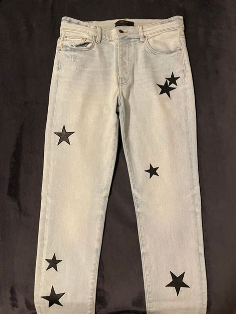 Amiri Amiri Light Wash Leather Star Patch Jeans Grailed