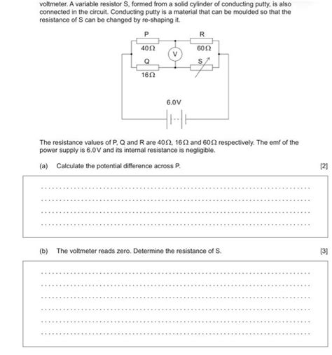 Solved Voltmeter A Variable Resistor S Formed From A Solid Chegg Com