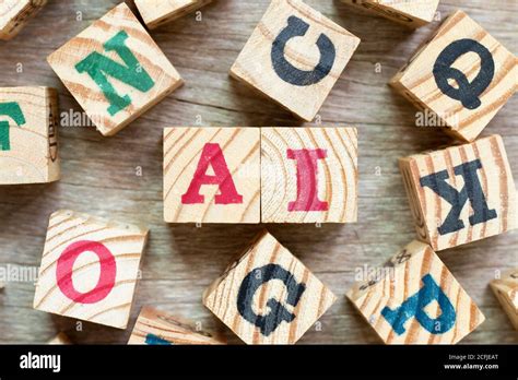 Alphabet Letter Block In Word Ai Abbreviation Of Artificial Intelligence With Another On Wood