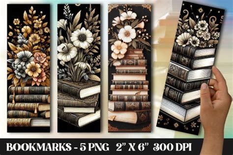Book Stack Bookmark Floral Bookmarks Graphic By Revolutioncraft