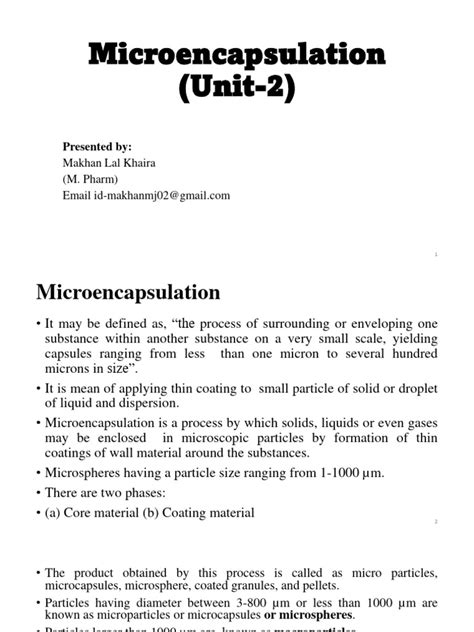 Microencapsulation Unit 2 Part 1 1 1 Pdf Materials Building Engineering