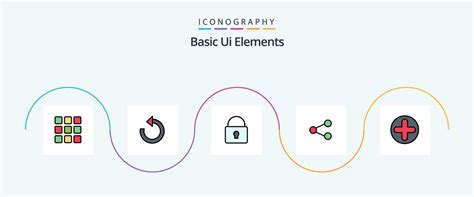 Basic Ui Elements Line Filled Flat 5 Icon Pack Including Sign Sharing Lock Social Media