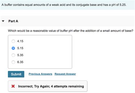 solved a buffer contains equal amounts of a weak acid and