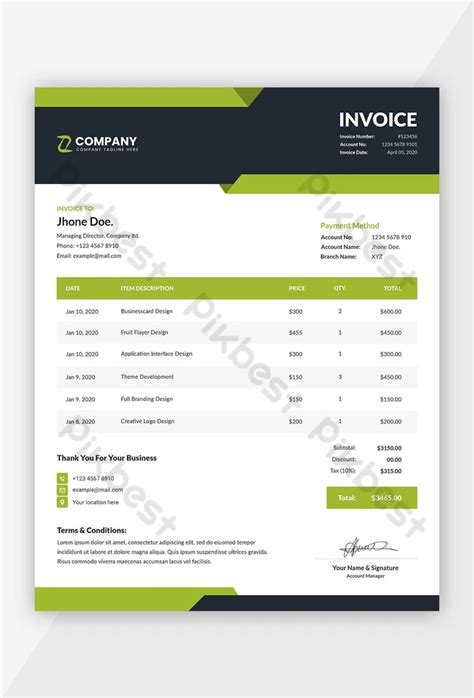 Invoice Word Templates Free Download Pikbest