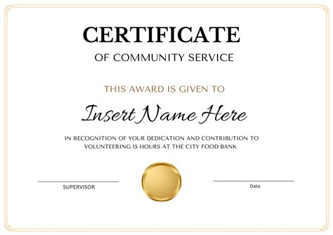 Editable Certificate Of Community Service Certificate Of Completion