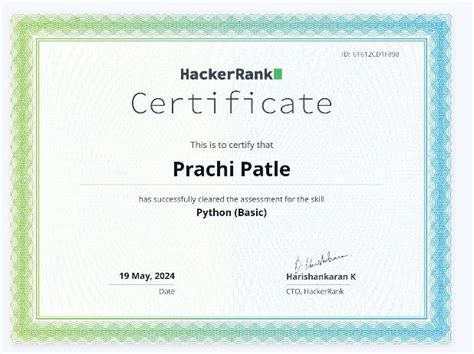 Prachi Patle On Linkedin Python Certification Hackerrank