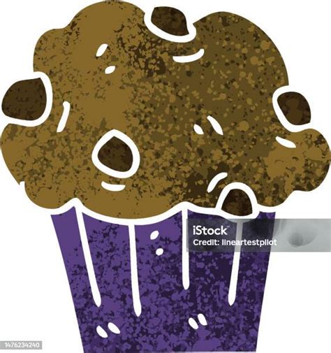 복고풍 일러스트 스타일 기발한 만화 초콜릿 머핀 케이크 0명에 대한 스톡 벡터 아트 및 기타 이미지 0명 귀여운 기이함