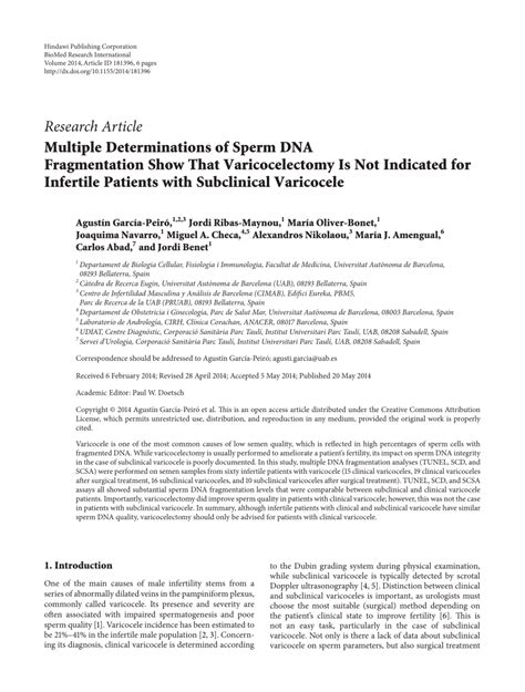 Pdf Multiple Determinations Of Sperm Dna Fragmentation Show That