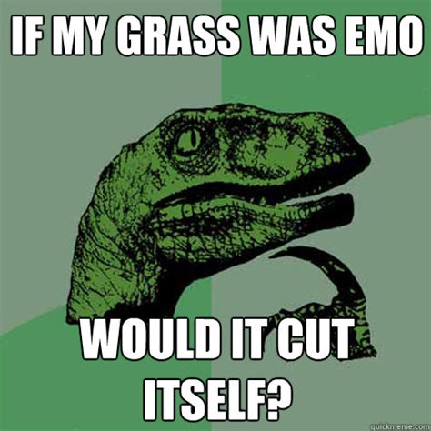 If My Grass Was Emo Would It Cut Itself Philosoraptor Quickmeme