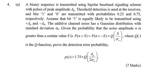 a a binary sequence is transmitted using bipolar