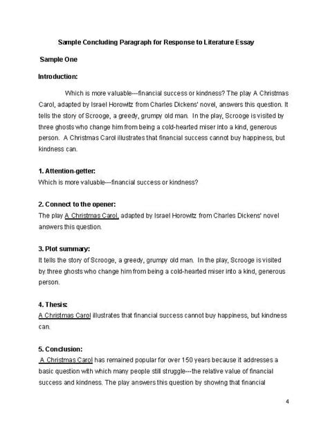 Powerful Conclusions Literary Analysis Essay With Two Examples Handout