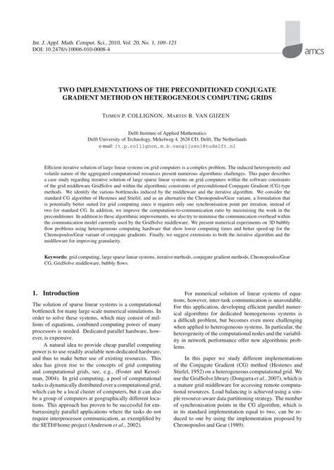 Pdf Two Implementations Of The Preconditioned Conjugate Gradient Method On Heterogeneous