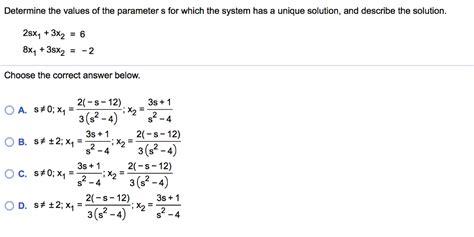 solved determine the values of the parameter s for which the