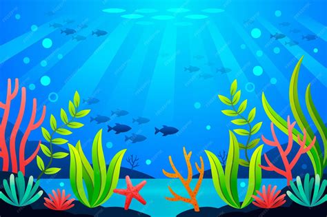 바다 아래 화상 회의 배경 프리미엄 벡터