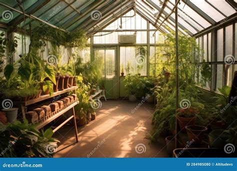 Greenhouse Temperature And Humidity Controls Stock Illustration Illustration Of Plant