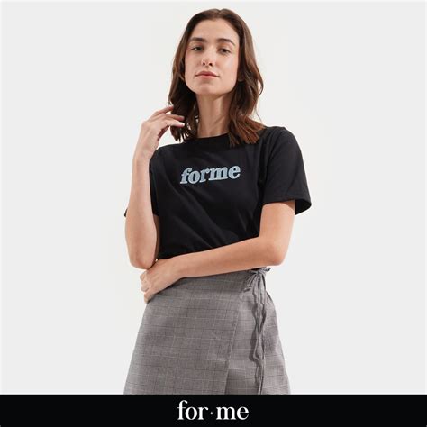 Forme Denim Logo Tee T Shirt For Women Black Shopee Philippines