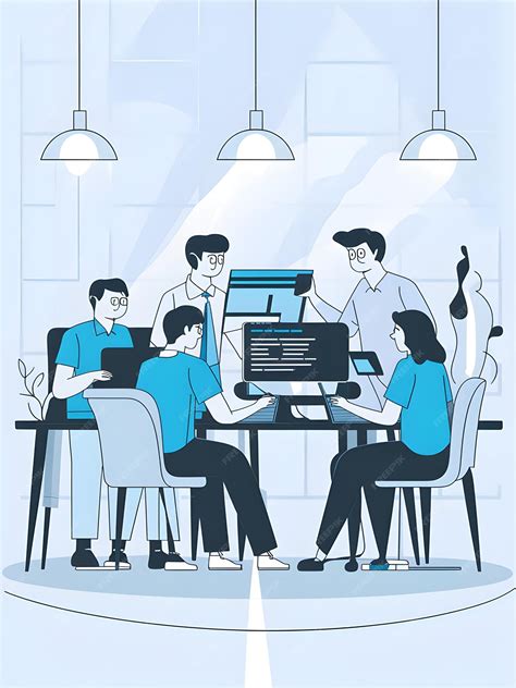 Premium Vector Software Developers Coding In A Lightfilled Openplan