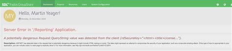 A Potentially Dangerous Request Querystring Value Was Detected From The Client Rdsecurekey