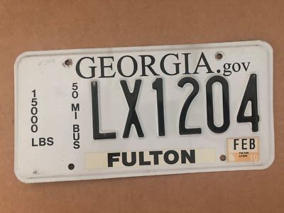 2010 Georgia License Plate Lx1204 Fulton 15000 Lbs 50 Mi Bus Ebay