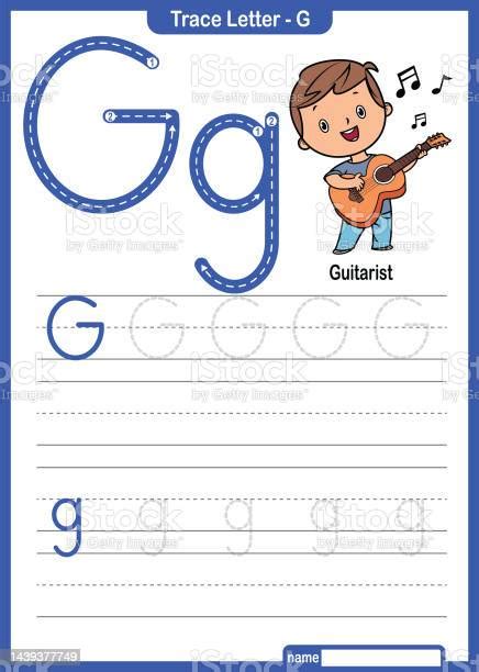 알파벳 추적 문자 A Z 유치원 워크시트 문자 G 기타리스트 프로 벡터 공부에 대한 스톡 벡터 아트 및 기타 이미지 공부 공연자 교사 교육 관련 직업 Istock