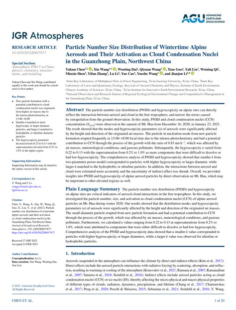 Particle Number Size Distribution Of Wintertime Alpine Aerosols And Their Activation As Cloud