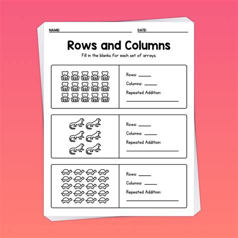 No Prep Arrays Worksheets Multiplication And Repeated Addition