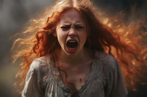 Premium Photo Beautiful Caucasian Girl Crying And Screaming Angry