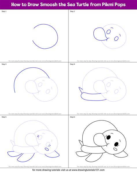 How To Draw Smoosh The Sea Turtle From Pikmi Pops Pikmi Pops Step By Step