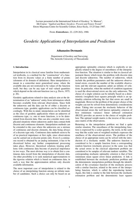 Pdf Geodetic Applications Of Interpolation And Prediction