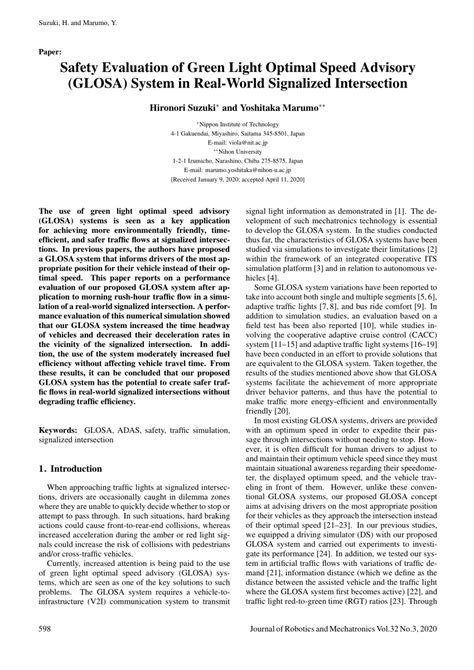Pdf Safety Evaluation Of Green Light Optimal Speed Advisory Glosa System In Real World
