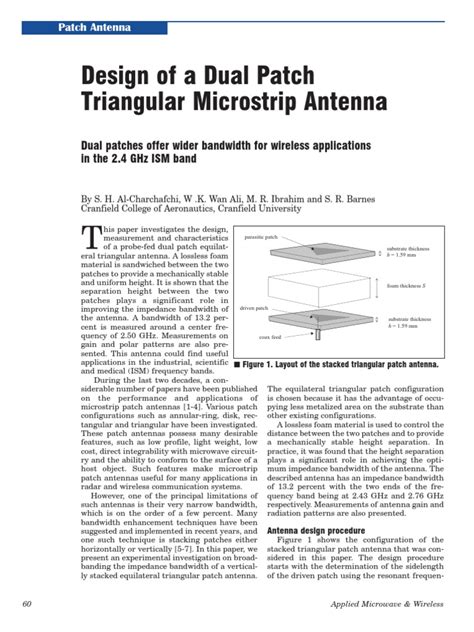 Design Of A Dual Patch Triangular Microstrip Antenna Pdf Antenna Radio Microwave
