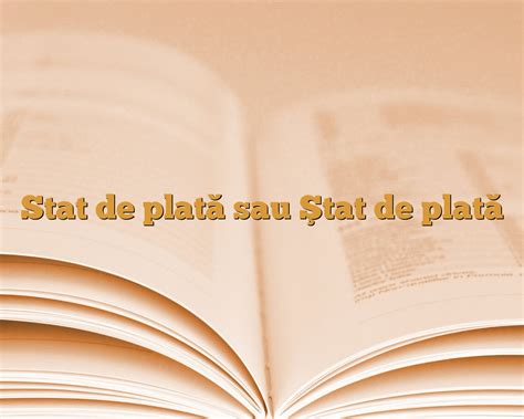 Stat De Plată Sau Ştat De Plată AnideȘcoalăro
