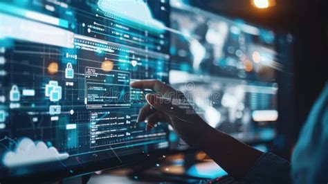 Data Science Ai And Cloud Data Concept Computer Programmer Stock