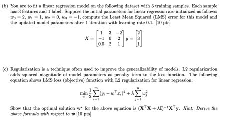 Solved B You Are To Fit A Linear Regression Model On The Chegg