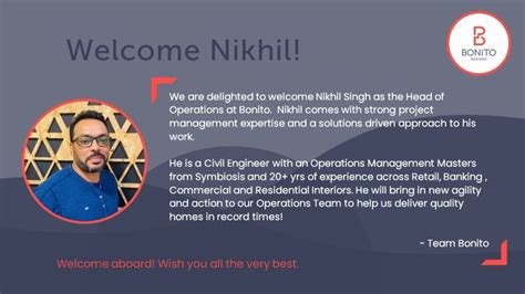 Bonito Designs On Linkedin We Welcome Nikhil Singh To Strengthen Our