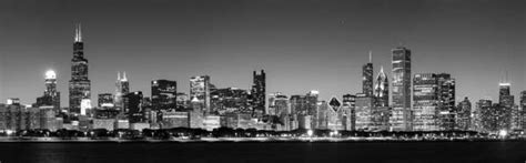 Panorama Of The Chicago Skyline In Black And White Poster By Semmick