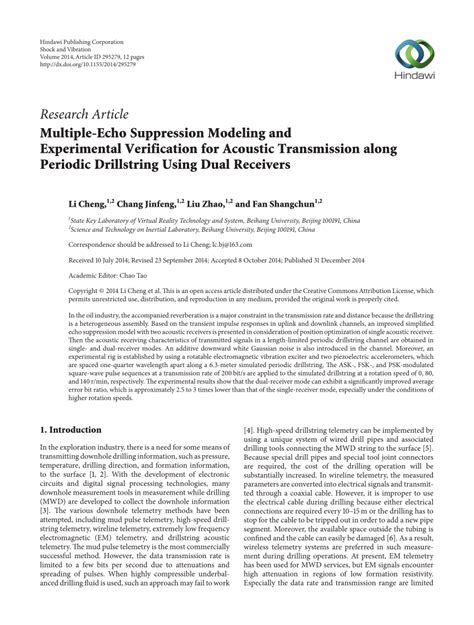 Pdf Multiple Echo Suppression Modeling And Experimental Verification