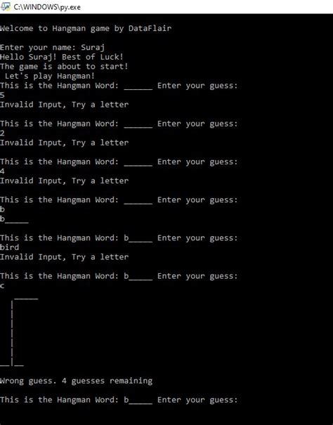 hangman game project in python with source code and report [ download
