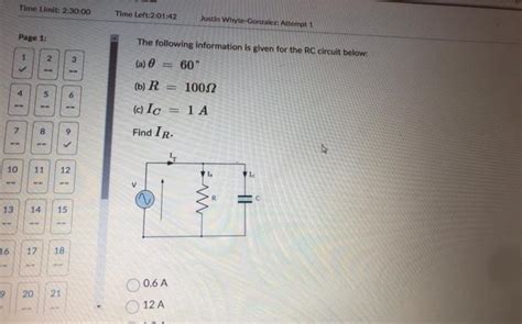 Solved The Following Information Is Given For The Rc Circuit