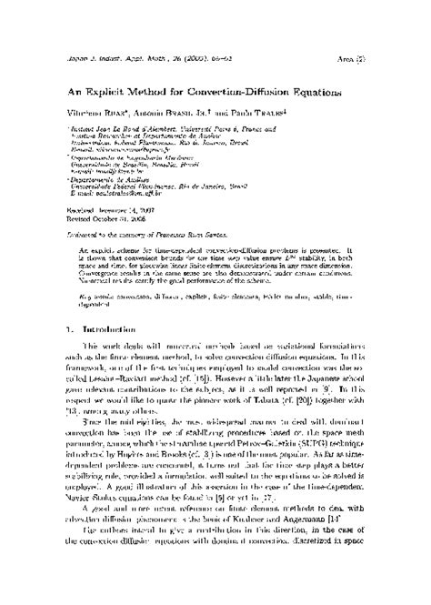 Pdf An Explicit Method For Convection Diffusion Equations