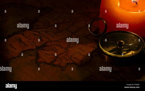 Turnaround View Of The Compass And The Candle With The Compass Arrow