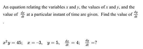 Solved An Equation Relating The Variables X And Y The Chegg