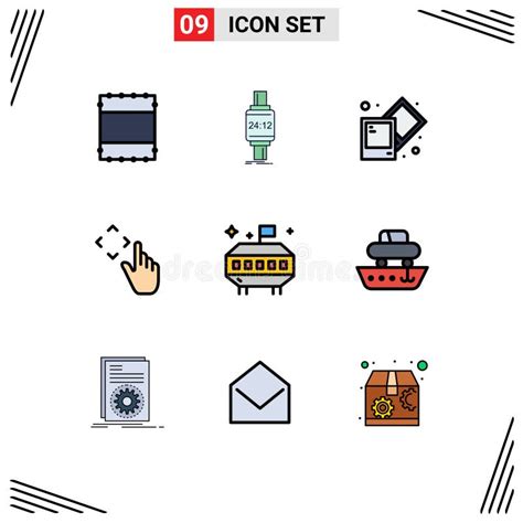 9 Thematic Vector Filledline Flat Colors And Editable Symbols Of Car Space Process Astronomy