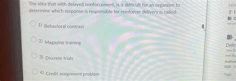 Solved The Idea That With Delayed Reinforcement Is It