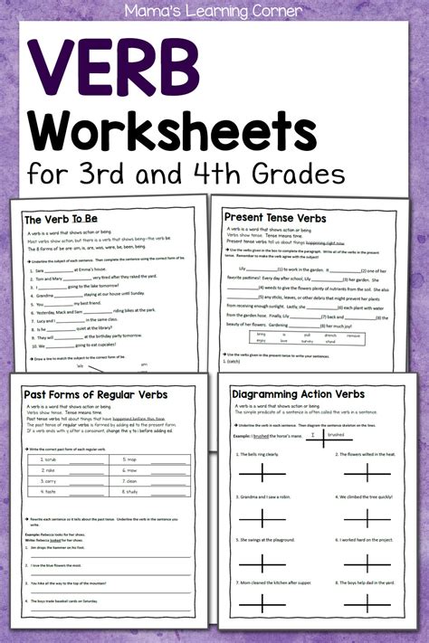 Verb Worksheets For 3rd And 4th Grades Mamas Learning Corner Worksheets Library