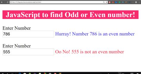 javascript program to find whether a number is even or odd with source code thapatechnical