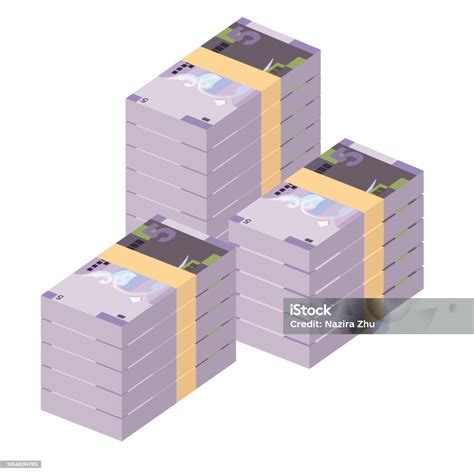 쿠웨이트 디나르 벡터 일러스트 레이 션입니다 쿠웨이트 돈 세트 번들 지폐 지폐 5 Kwd 플랫 스타일 흰색 배경에 격리 심플한 미니멀 디자인 경제에 대한 스톡 벡터 아트 및